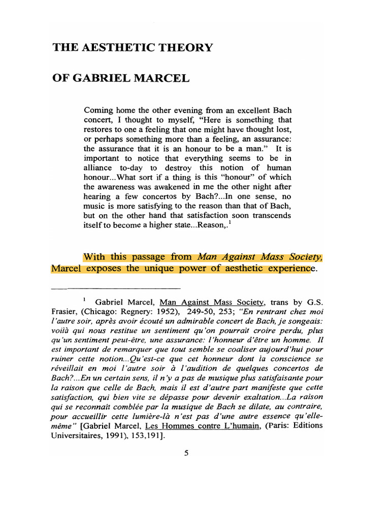 статья THE AESTHETIC THEORY OF GABRIEL MARCEL | PDF | Truth ...