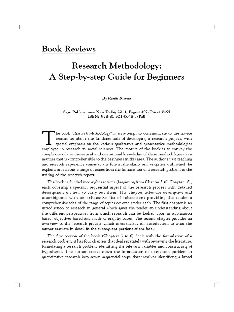 Research Methodology A StepbyStep Guide For Beginners by Ranjit Kumar | PDF | Methodology ...