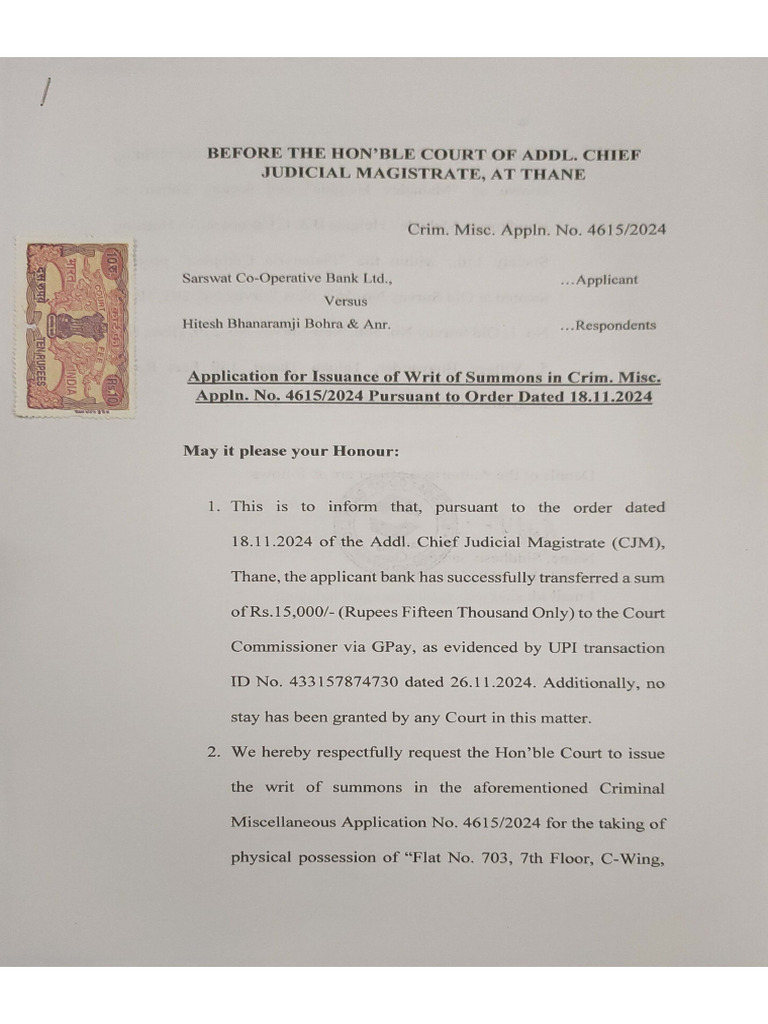 Application To Issue Writ of Summons | PDF | Magistrate | Security Interest