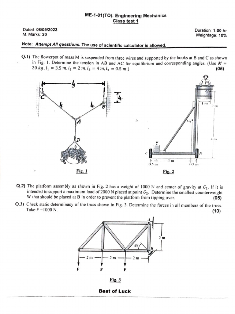 Engineering Mechanics All Exam Papers | PDF | Acceleration | Force