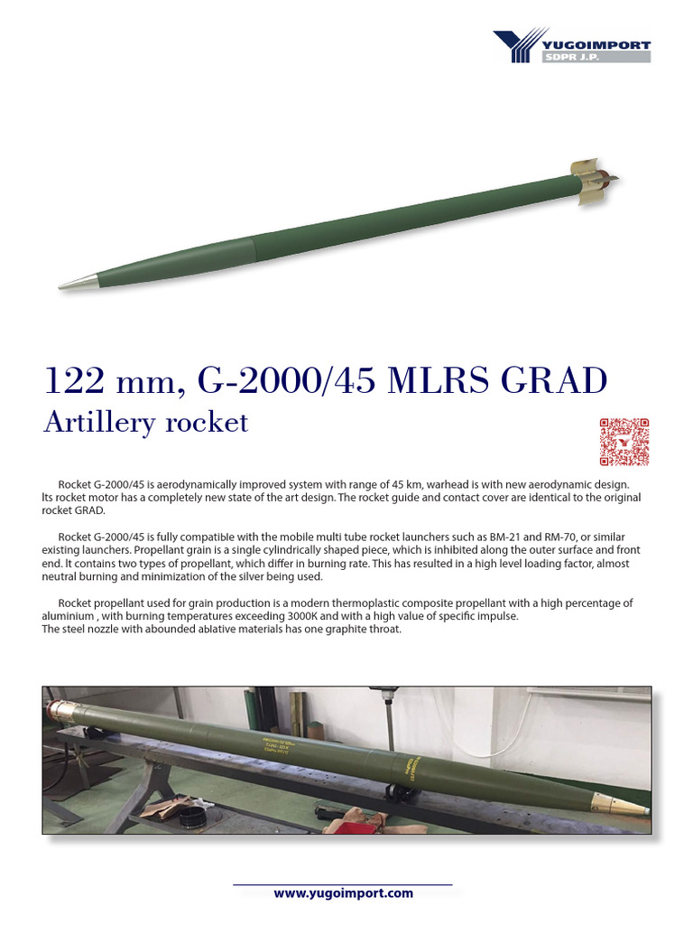 122mm G-2000/45 MLRS Rocket Overview | PDF
