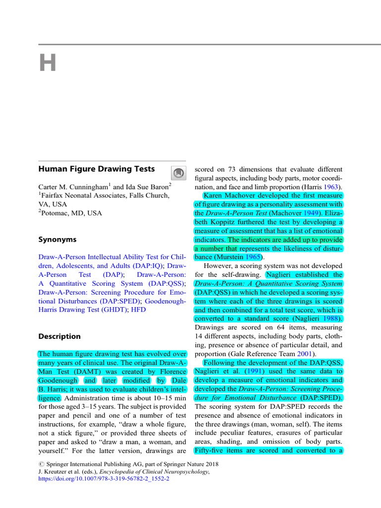 Human Figure Drawing Tests Overview | PDF | Psychometrics | Psychology
