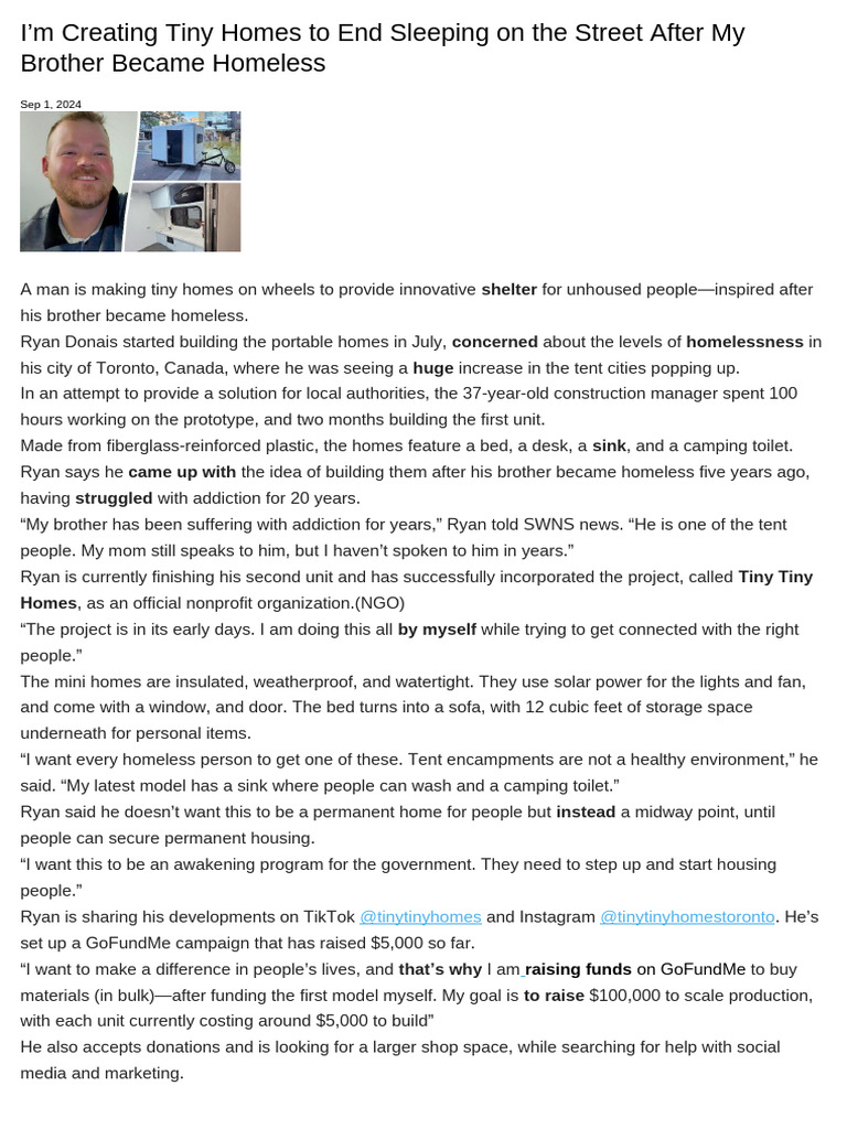 12 Tiny Homes For Homeless | PDF | Tent | Homelessness