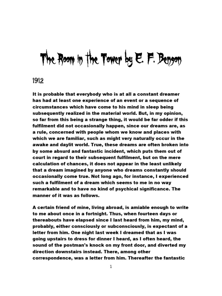 The Room in the Tower | PDF | Dream