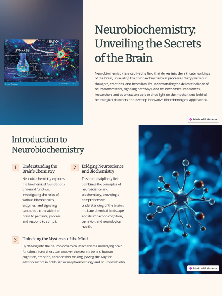 Neurobiochemistry Unveiling The Secrets of The Brain | PDF ...