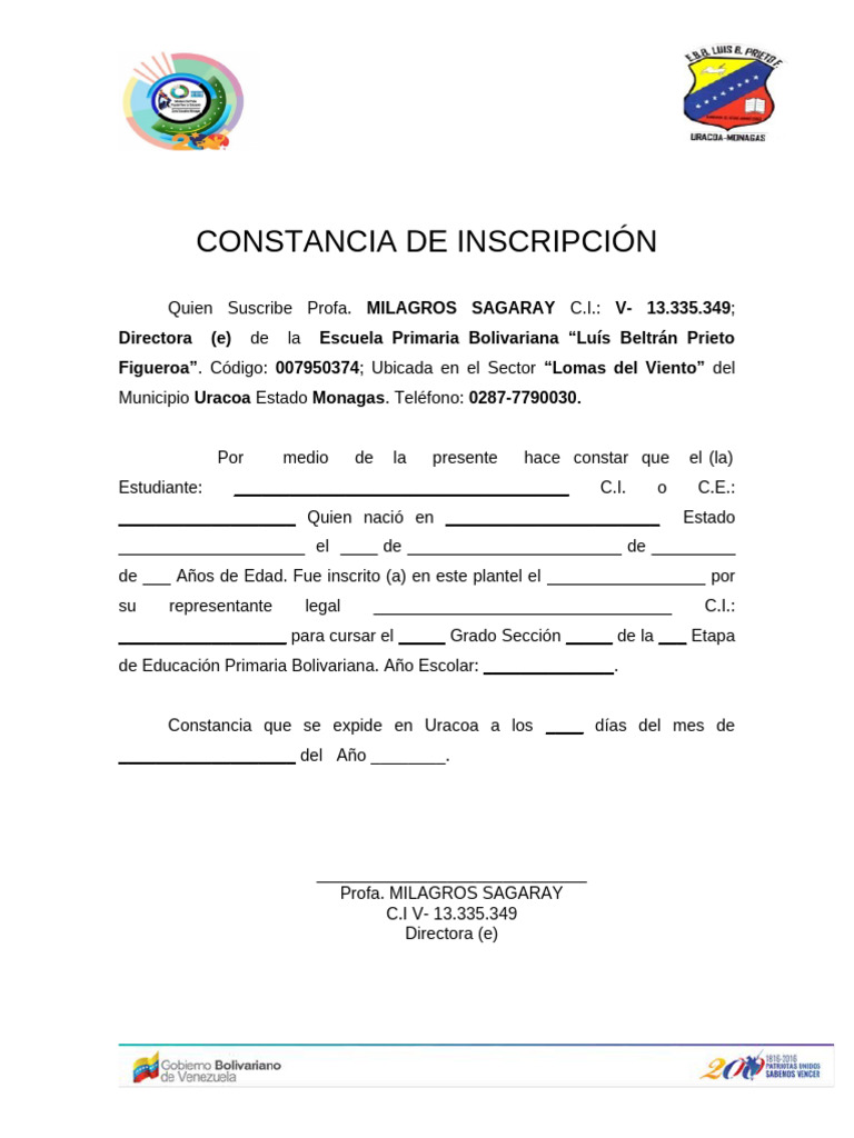 Constancia de Inscripción 112333 | PDF