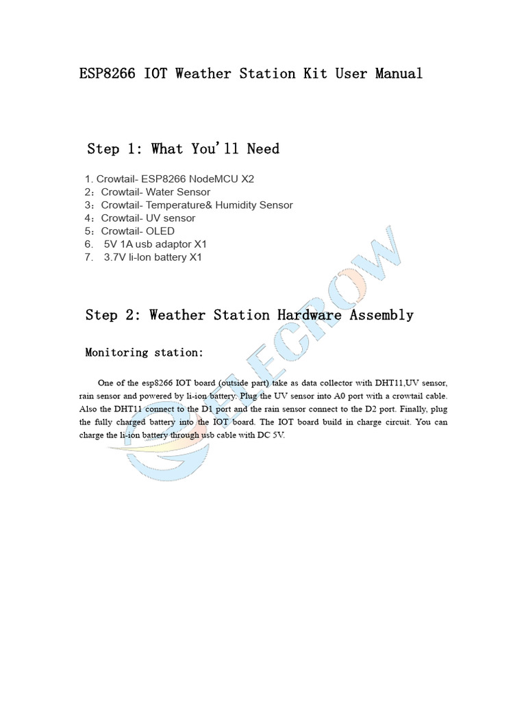 ESP8266 IOT Weather Station Kit User Manual | PDF