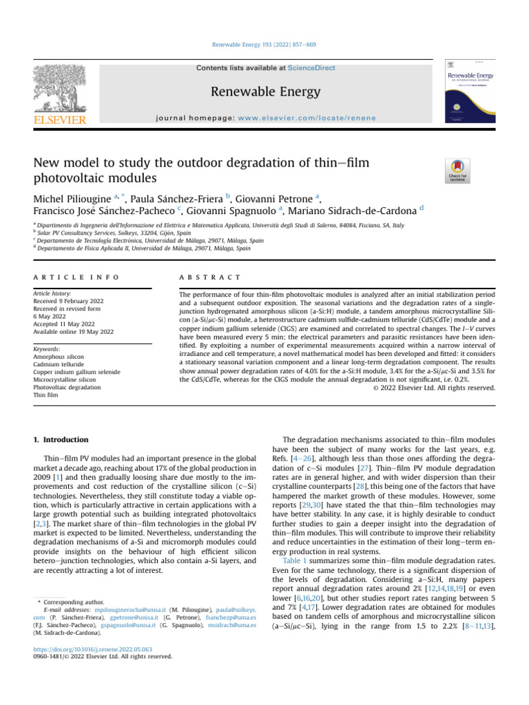 Thin-Film PV Module Degradation Study | PDF | Photovoltaics | Thin Film ...