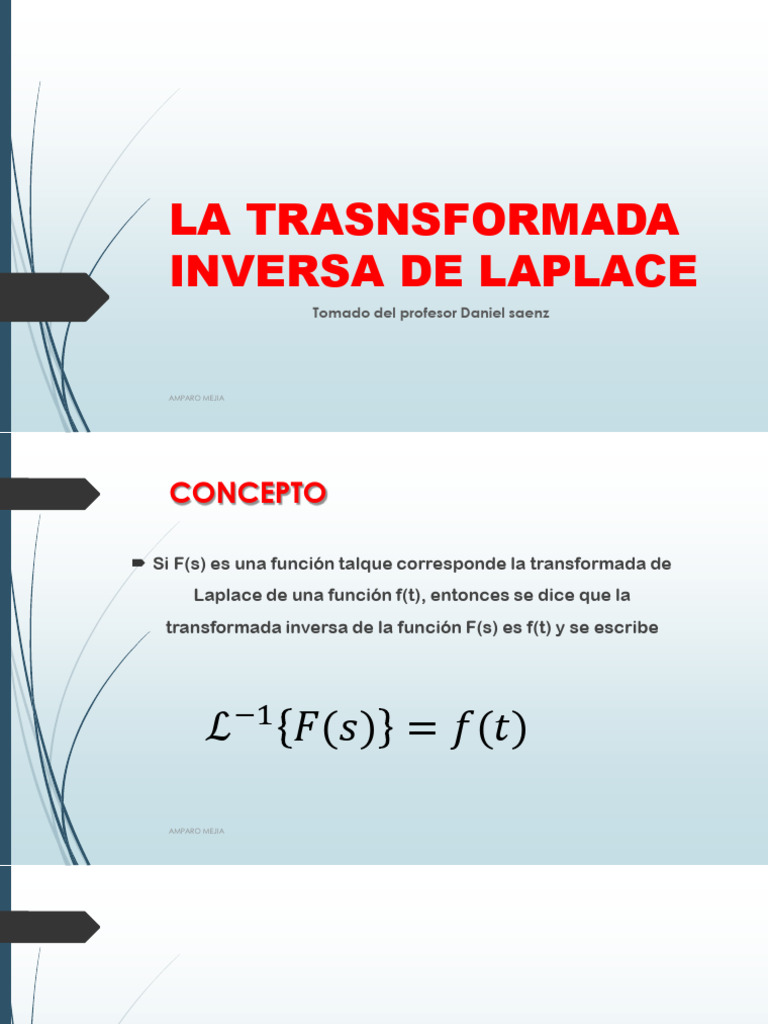 LA TRANSFORMADA INVERSA DE LAPLACE | PDF | Transformada de Laplace ...