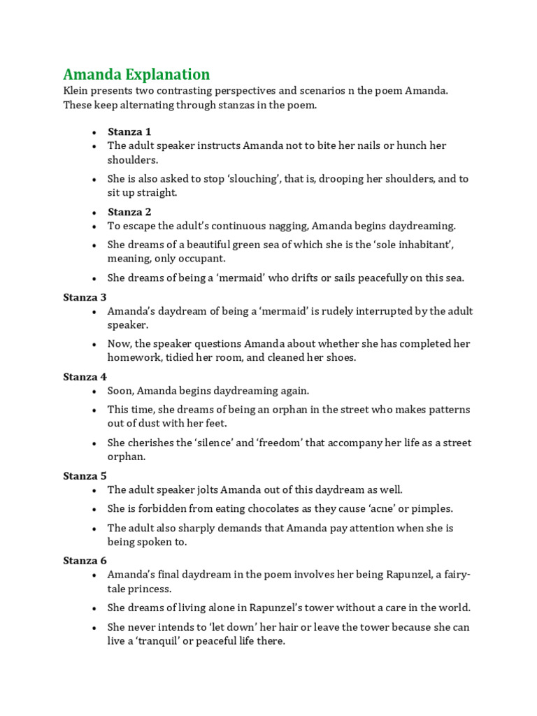 Amanda Important Notes | PDF | Poetry