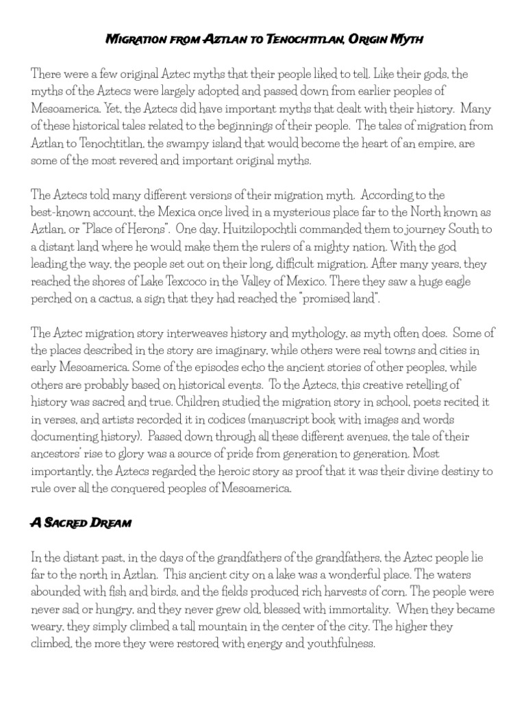 Aztec Migration Myth Unveiled | PDF | Aztec | Culture Of The Americas