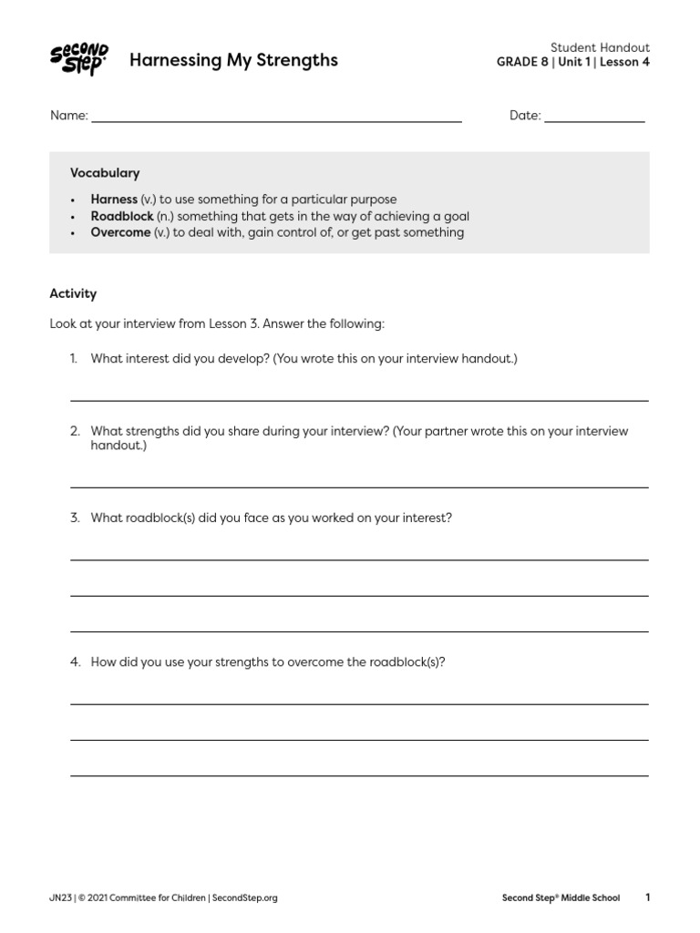 Second Step Lesson 4 | PDF