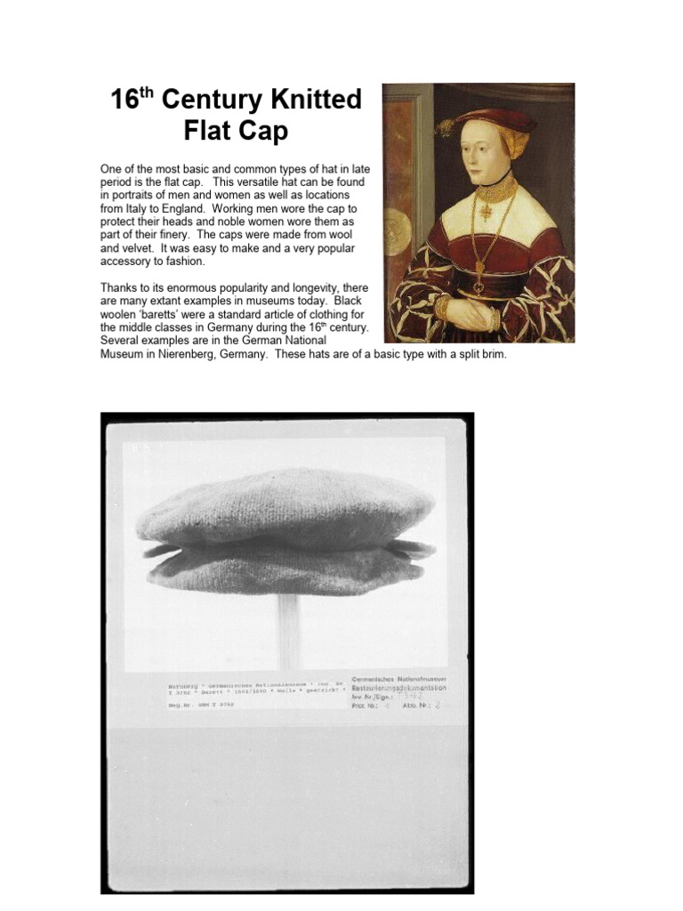 16th Century Knitted Flat Cap | PDF | Gauge (Knitting) | Knitting