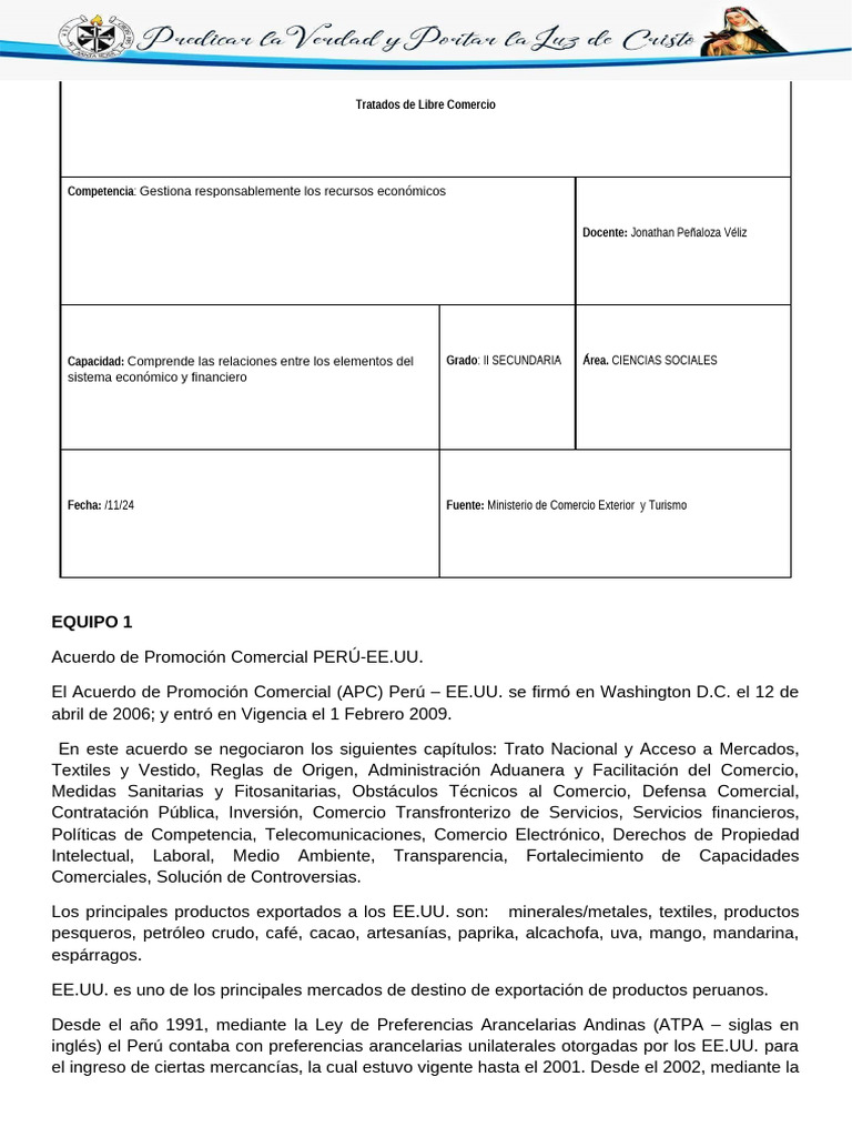 Ficha IIS - S6 - CCSS | PDF | Perú | Barreras no arancelarias al comercio