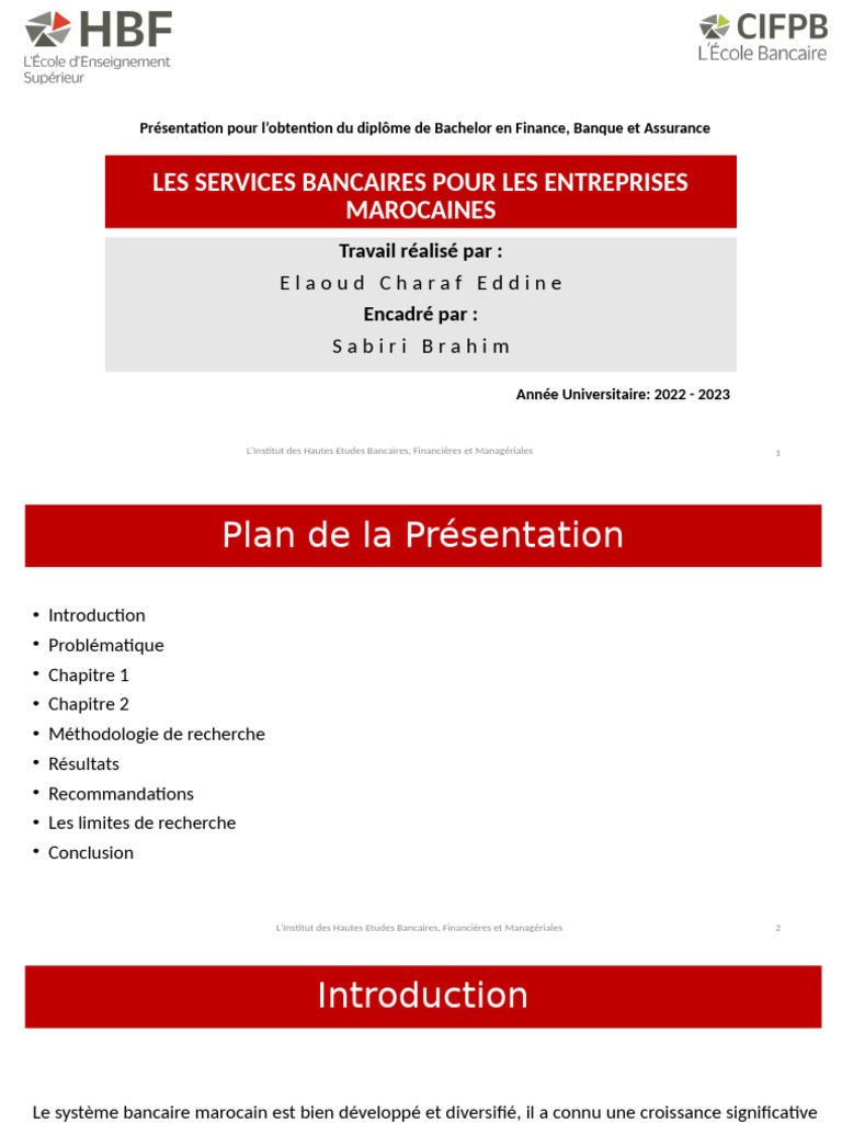 PPT PFE Charaf Eddine Elaoud . (1) | PDF | Banques | Petite ou moyenne ...