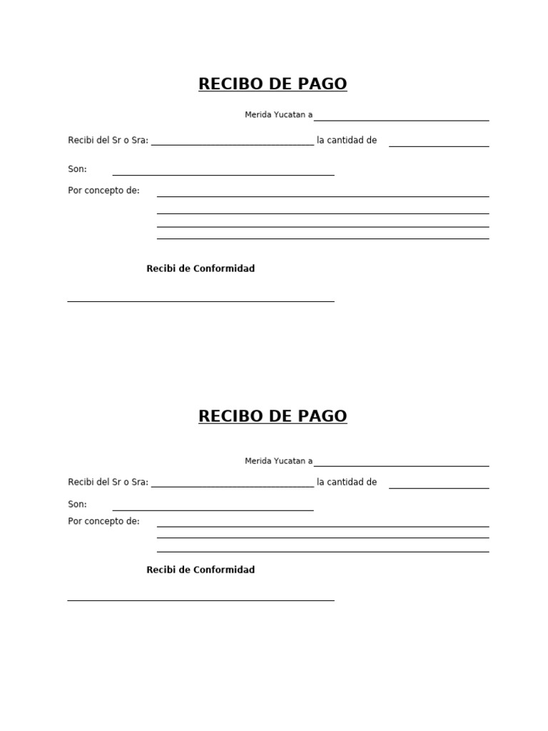 Formato Recibo de Pago Simple | PDF