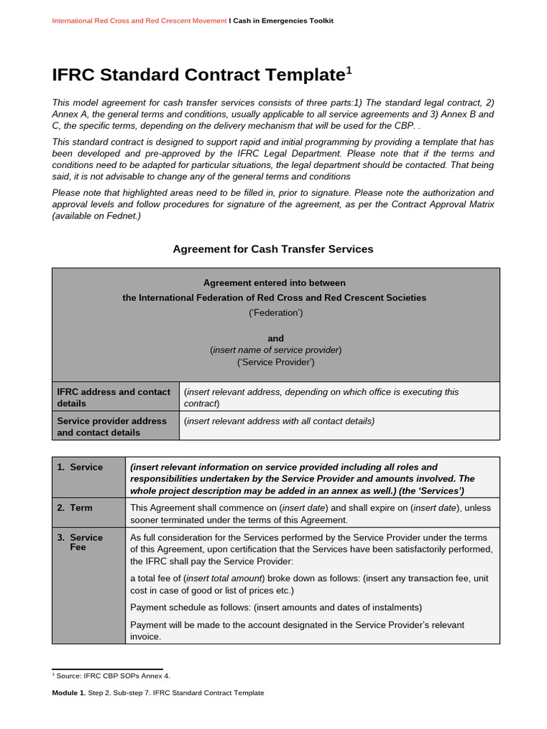 2 - 7 - 3 IFRC Standard Contract Template 2 | PDF | Indemnity | Insurance