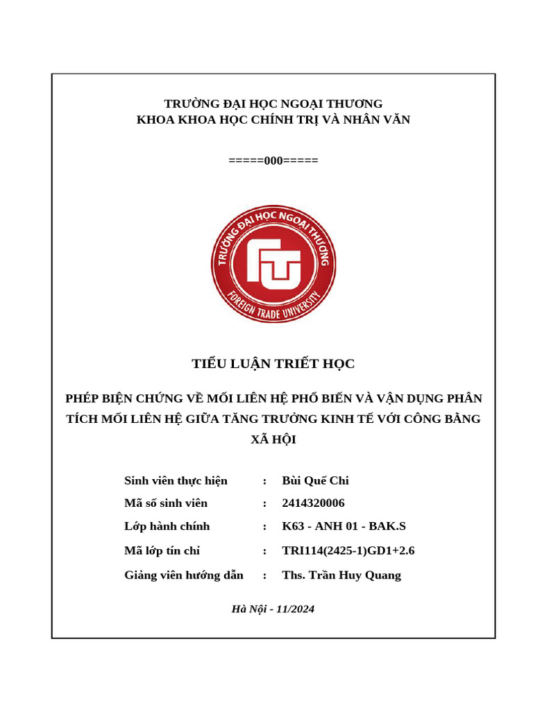 Tiểu Luận Triết Gk1 - Dl 241111 | PDF