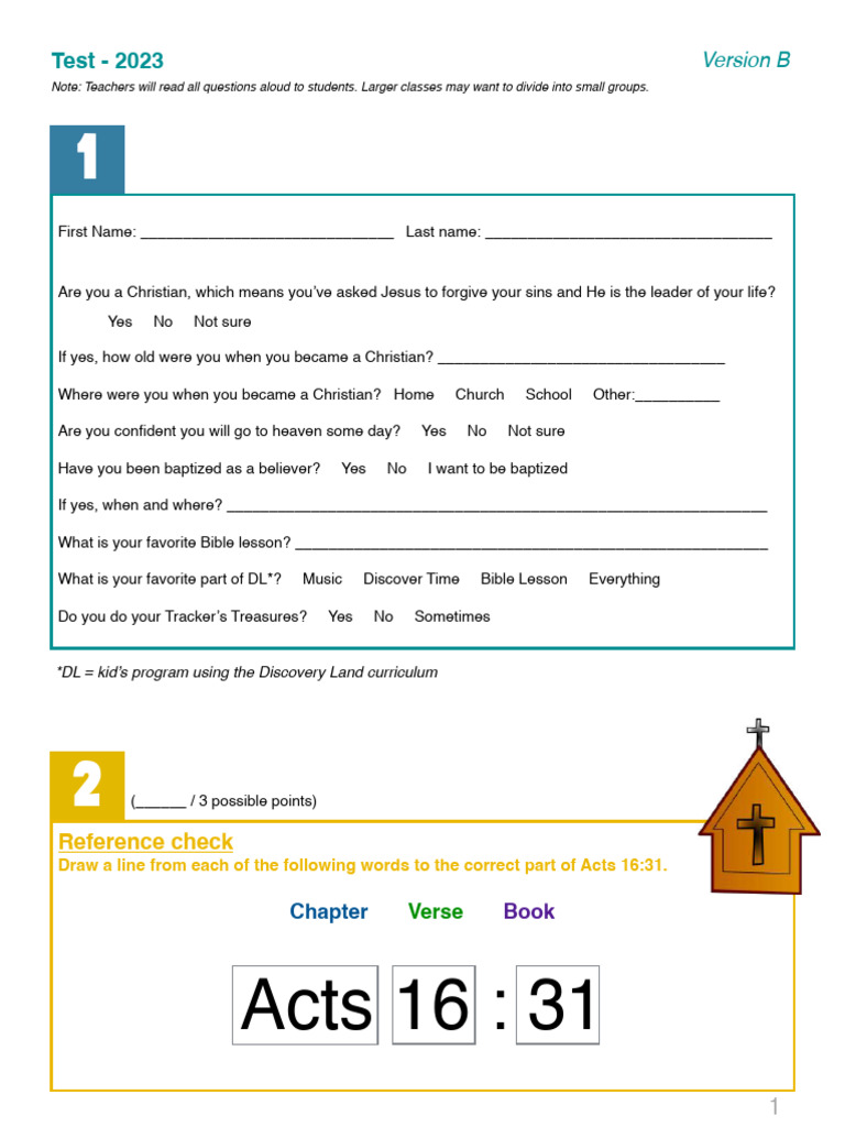 Y3 Q2 Test - Version B For 2nd-3rd Grade-Compressed | PDF | Jesus | Prayer