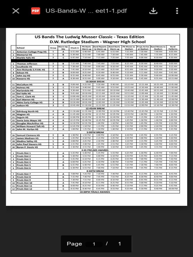 US Bands Texas Edition Schedule | PDF
