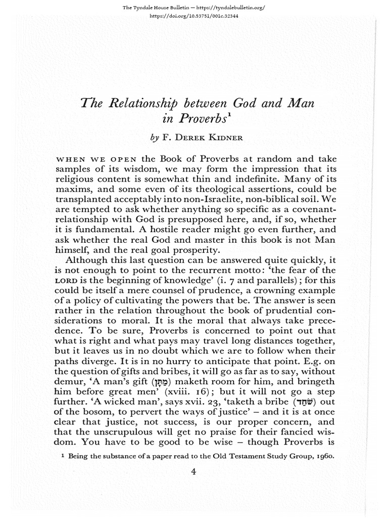 The Relationship Between God and Man in Proverbs | PDF | Book Of ...