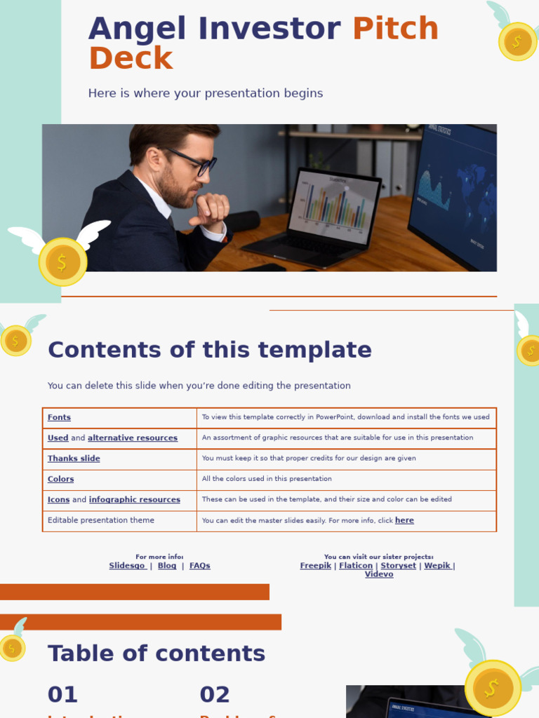 Angel Investor Pitch Deck by Slidesgo | PDF | Market (Economics ...