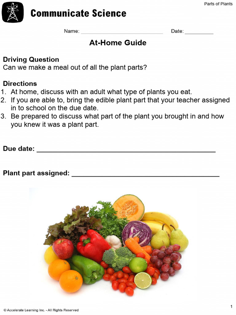 NGSS 1 PartsofPlants EXPLAIN CommunicateScience StudentSheet | PDF