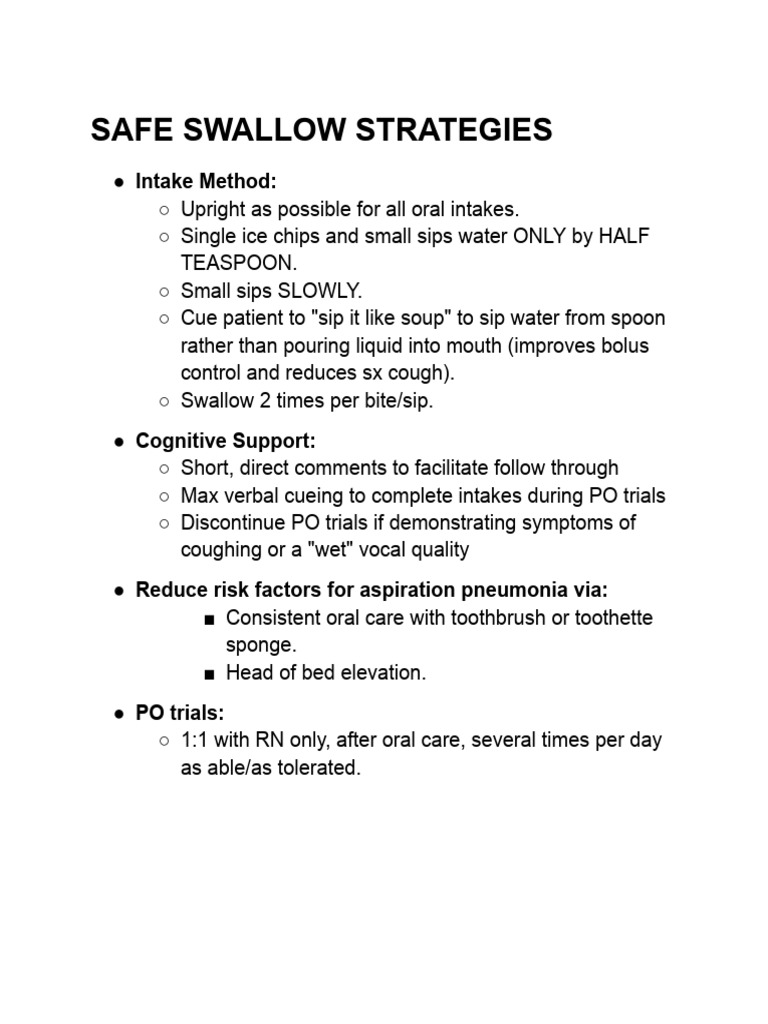 Safe Swallow Strategies | PDF