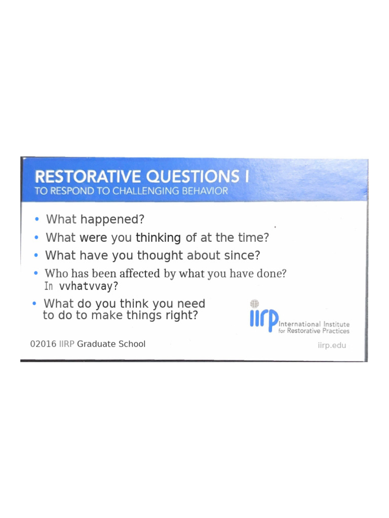 Restorative Questions I | PDF