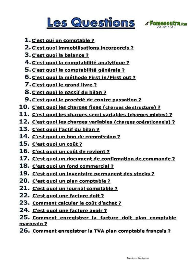Sup Questions+ reponses en comptabilité | PDF