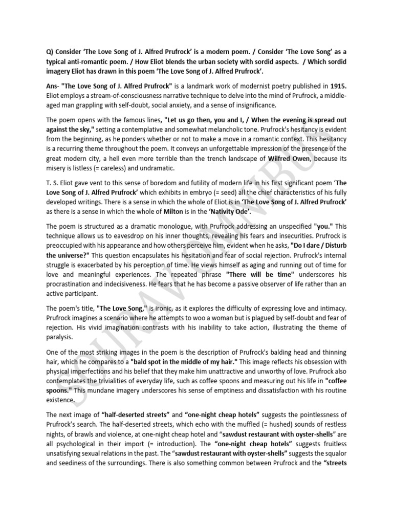 Eliot 2. Modern Poem and Imagery | PDF | Poetry