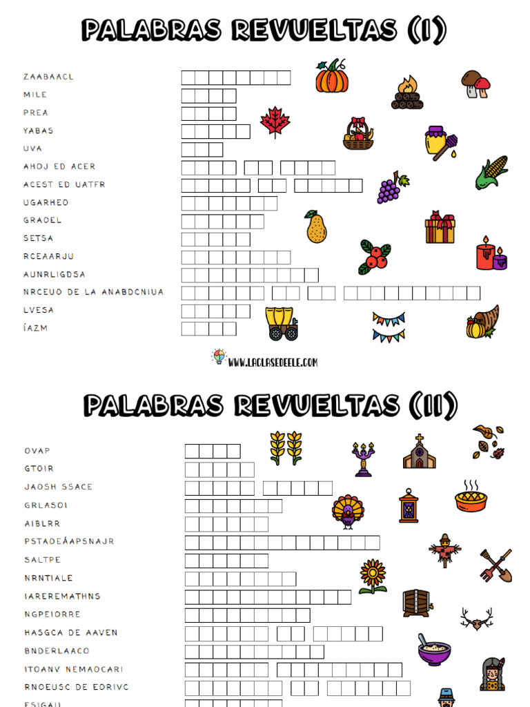 Palabras Revuelta: Ejercicios y Soluciones | PDF