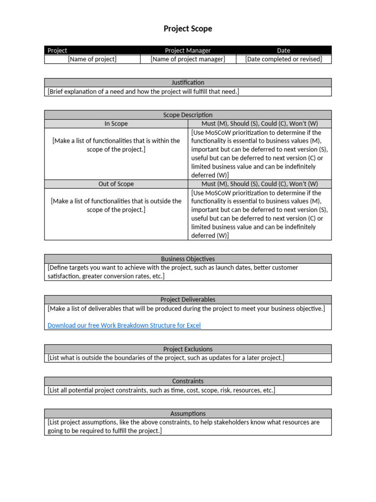 Project Scope Template ProjectManager WLNK | PDF | Business