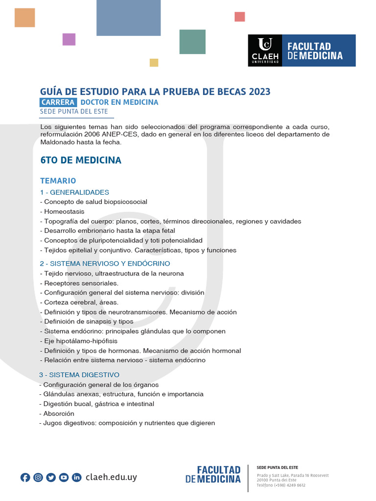 Temario-Becas-Doctor-en-Medicina-1 2023 | PDF