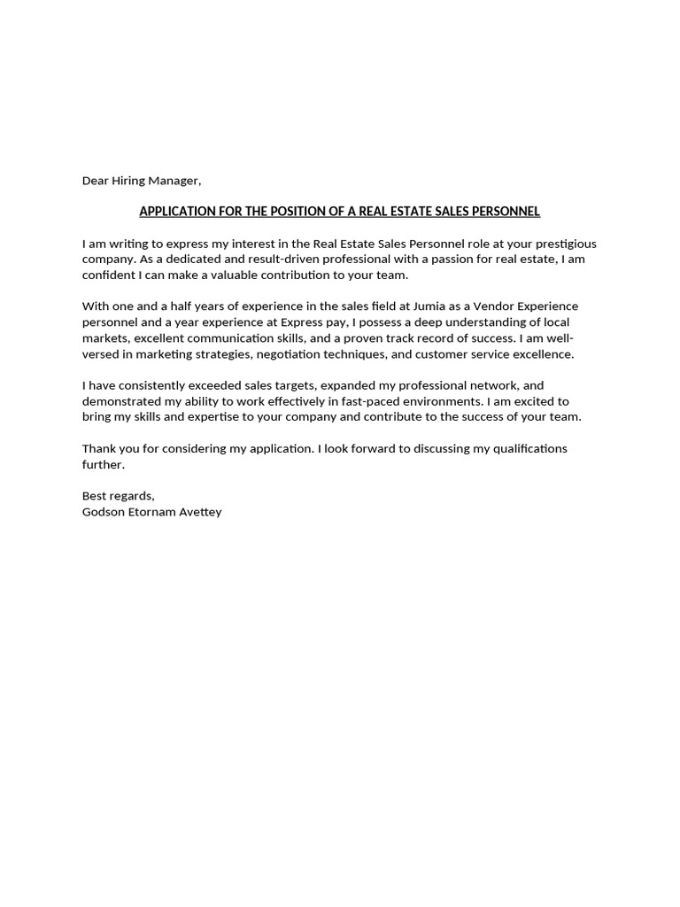 Dear Hiring Manager | PDF