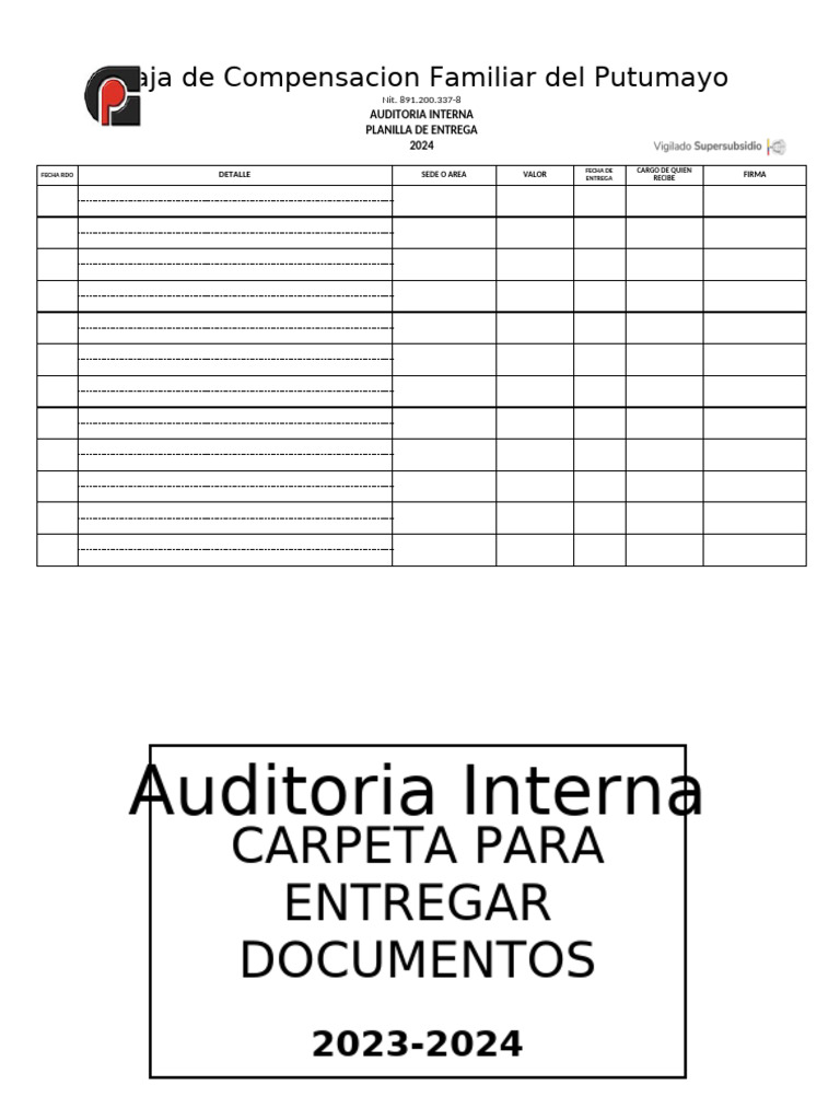 Planilla Entrega de Documentos | PDF