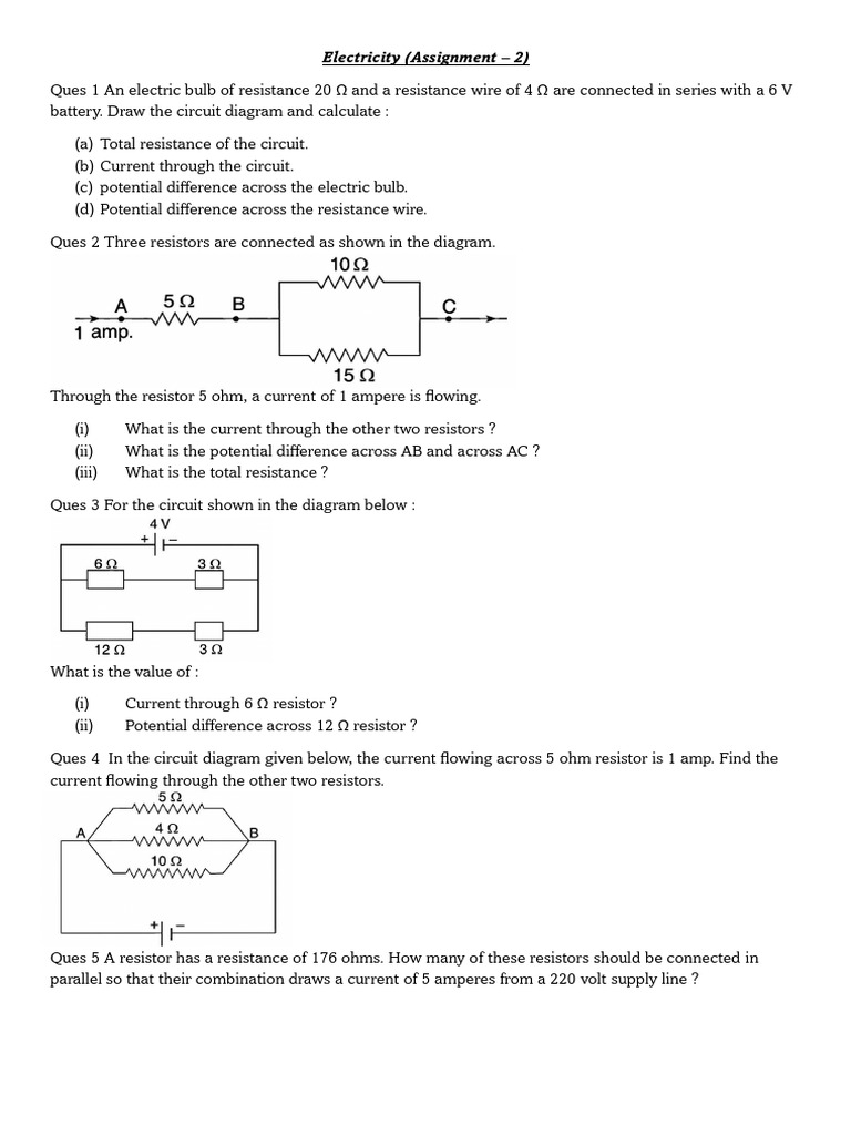 Electricity (Assignment - II) | PDF | Series And Parallel Circuits | Resistor