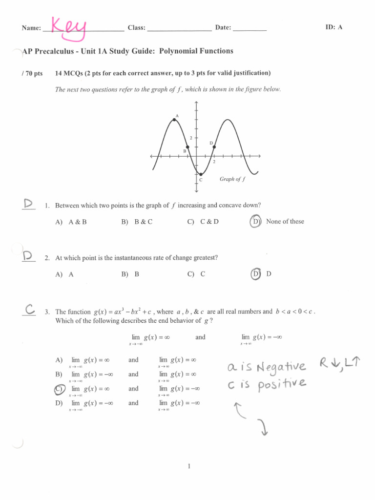4. Mid Unit Review 1.1 - 1.6 KEY | PDF