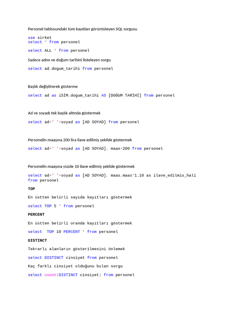 Sirket SQL | PDF