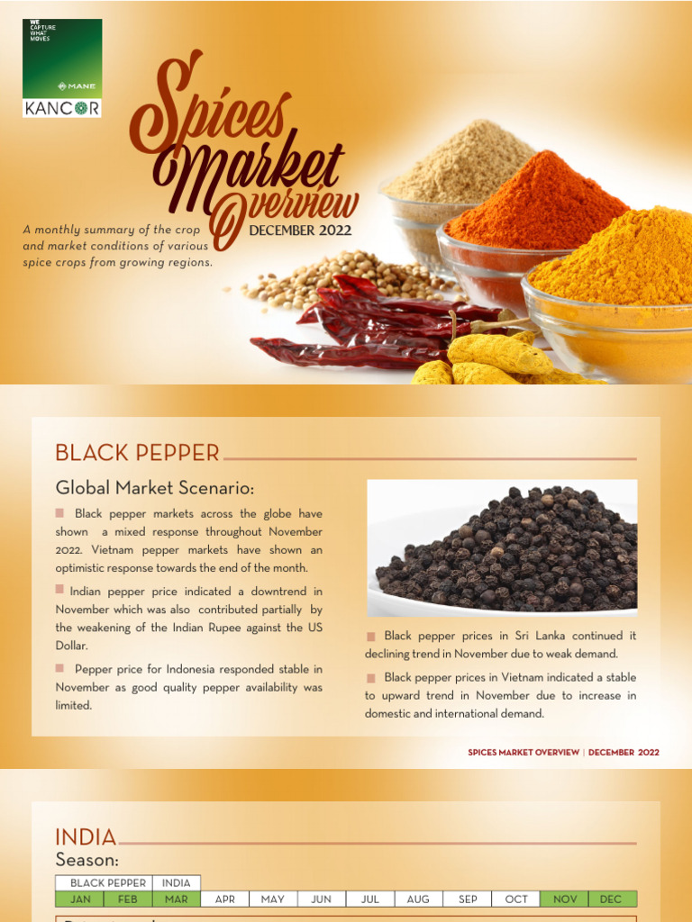 Spice Market Overview Dec 2022 | PDF | Ginger | Nutmeg