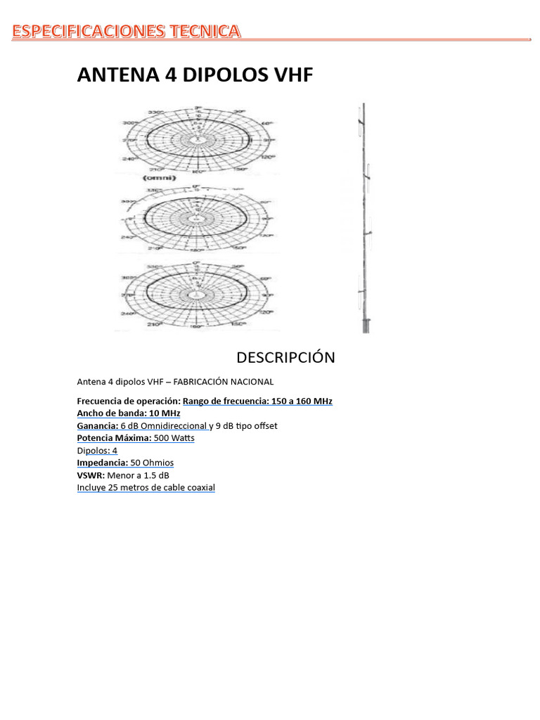 ANTENA 4 DIPOLOS VHF | PDF