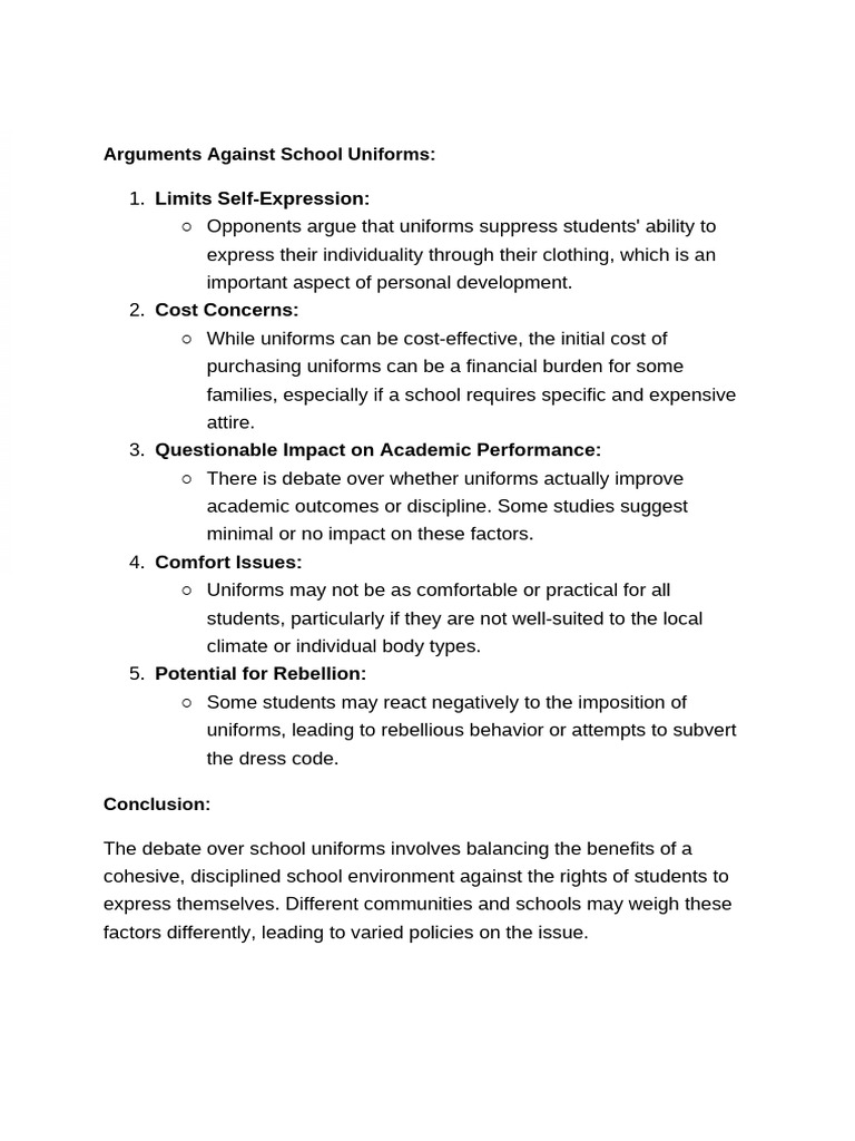 Arguments Against School Uniforms_ | PDF | Social Psychology | Psychology