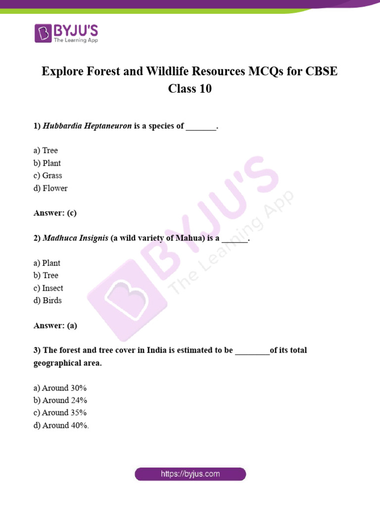 Forest-and-Wildlife-Resources-MCQ | PDF | Natural Environment