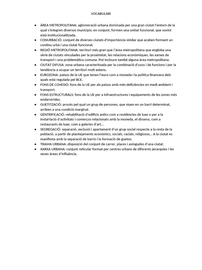 Vacabolari Examen 6 Geo | PDF