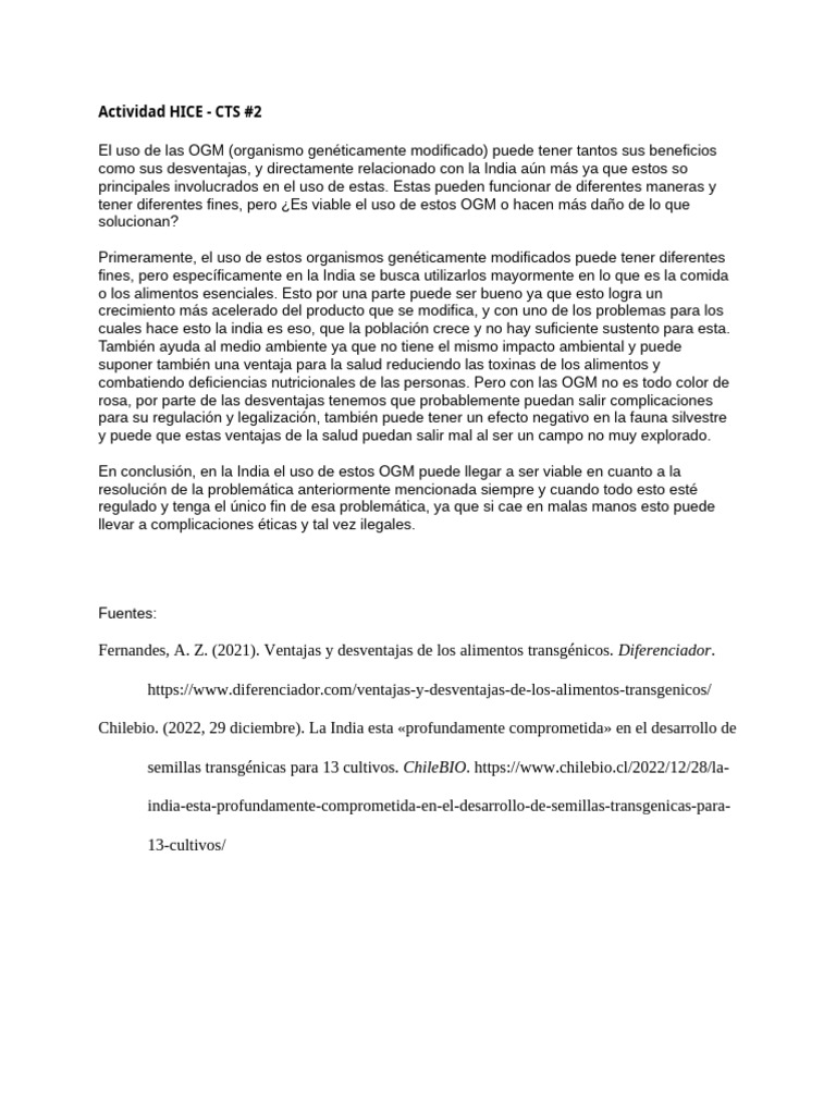 Actividad HICE - CTS #2 | PDF