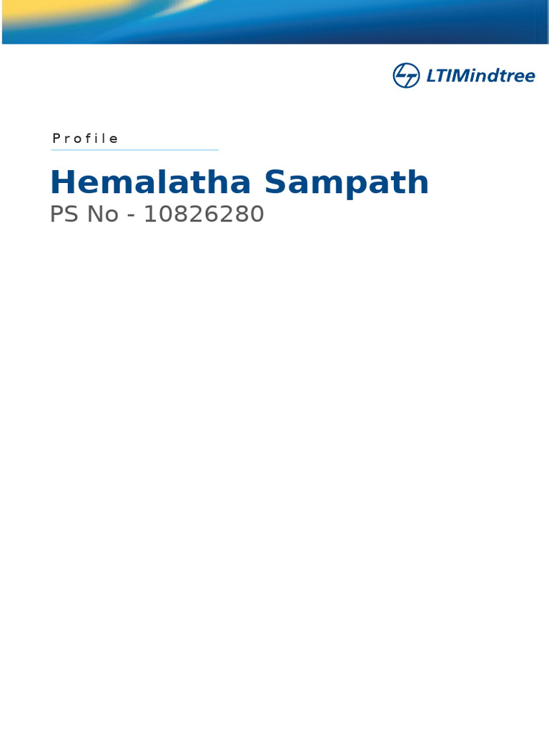 LTIM Profile HemalathaSampath 10826280 | PDF | Unit Testing | Computing