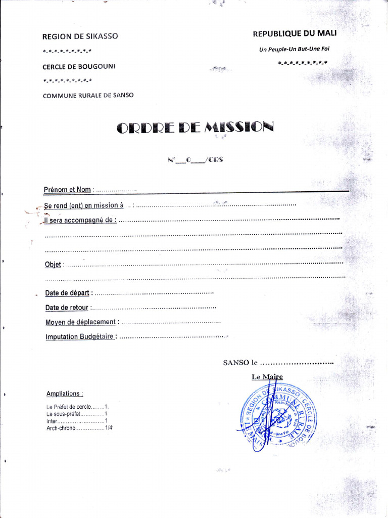 Ordre de Mission | PDF