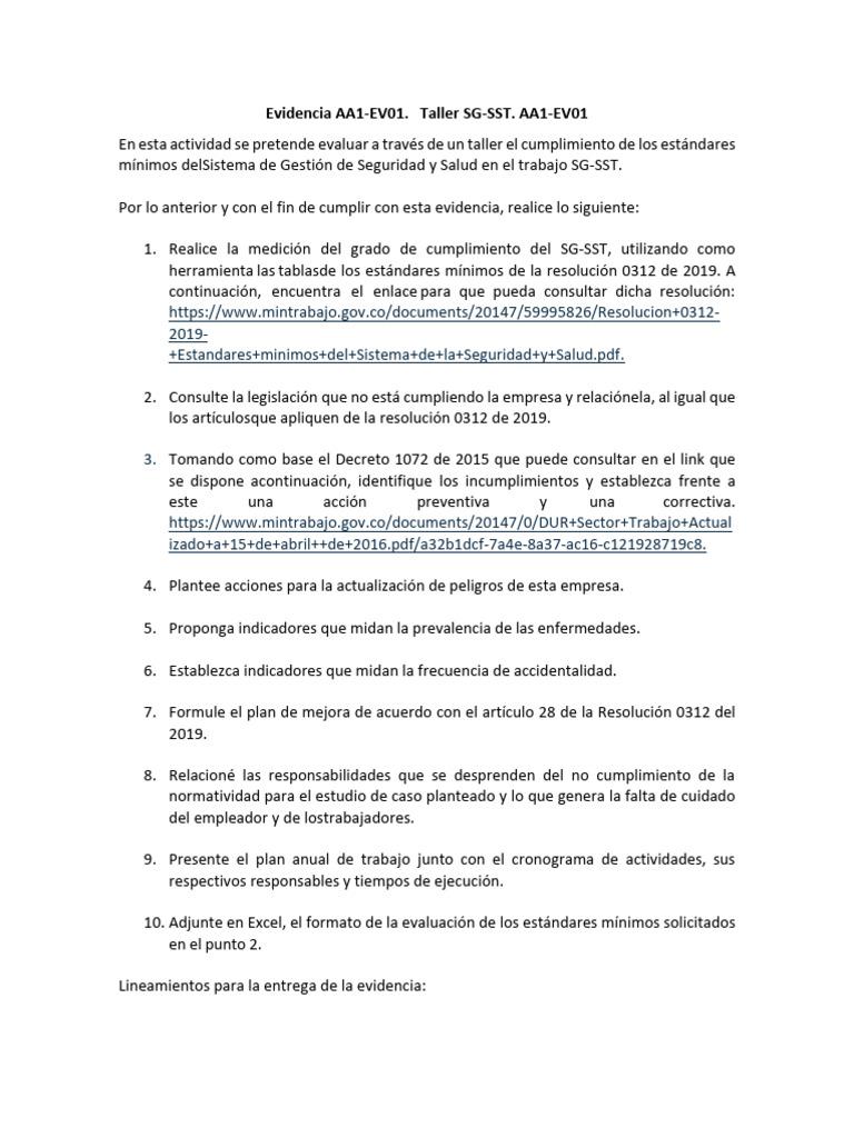 AA1-EV01. Taller SG-SST. AA1-EV01 | PDF