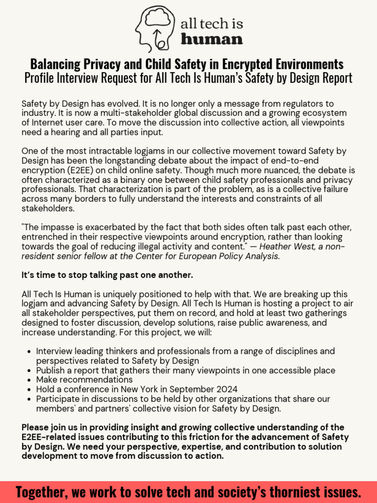 Safety by Design Balancing Privacy & Child Safety in Encrypted ...