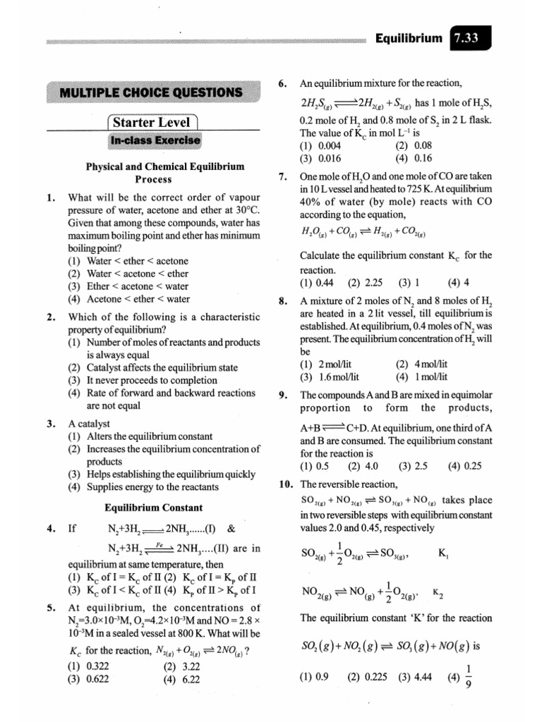 Chemical & Ionic Equilbruim DPP | PDF